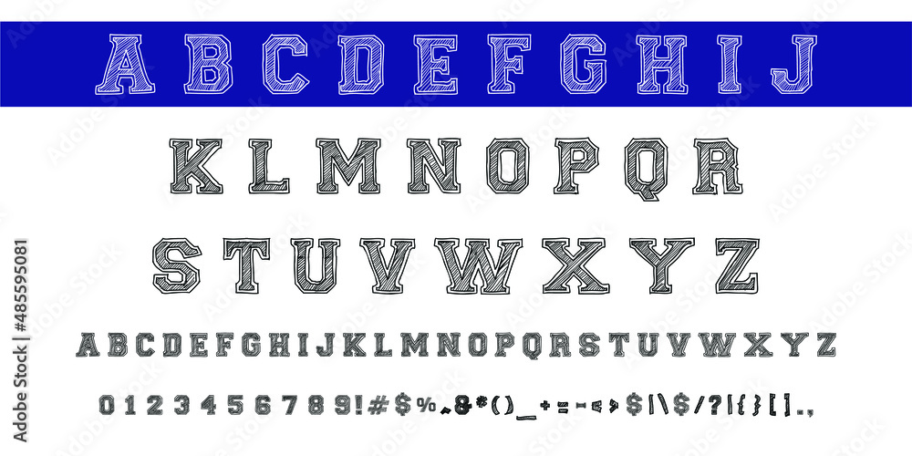 Alphabet letters font set. Classic patterns, custom logos, poster ...