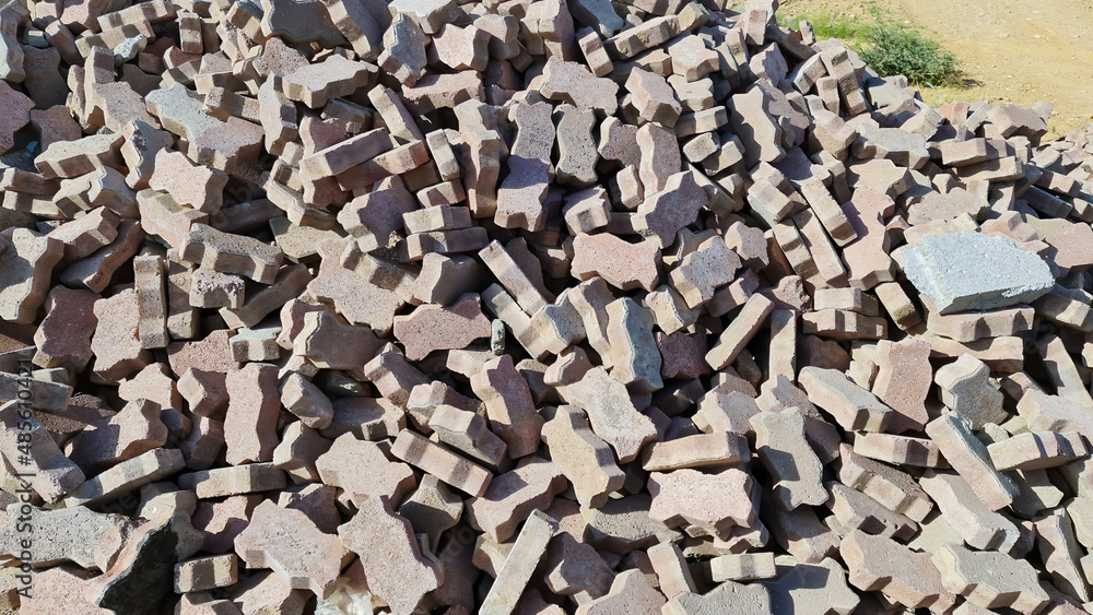 Bricks stack for grid lock pavement. Roadway Stock Photo | Adobe Stock