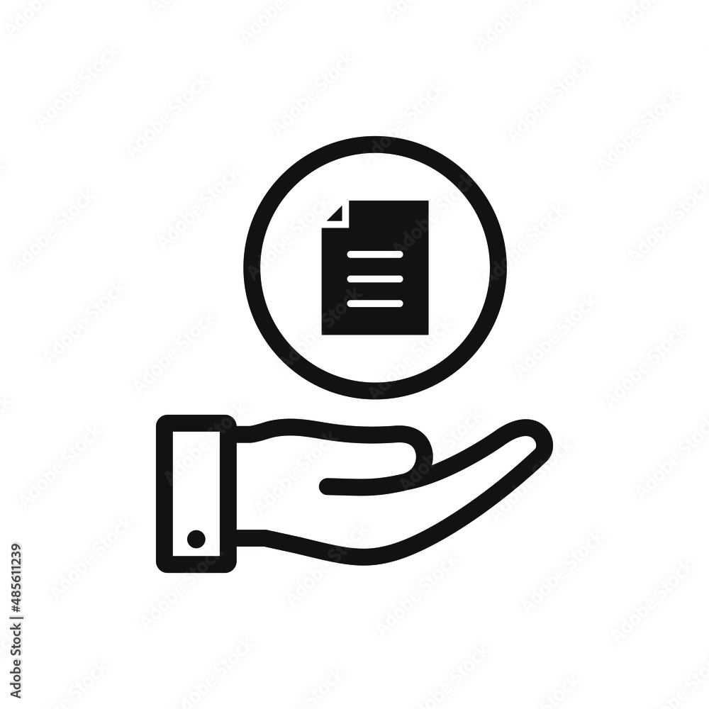 Document on hand. File, certificate, insurance icon line style isolated ...