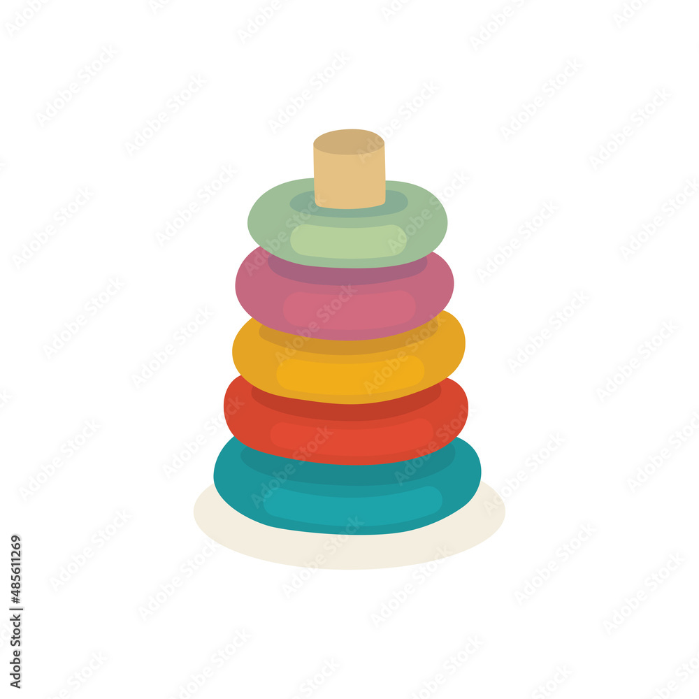 Toy pyramid. Kids toy pyramid drawing in cartoon style. Part of set ...