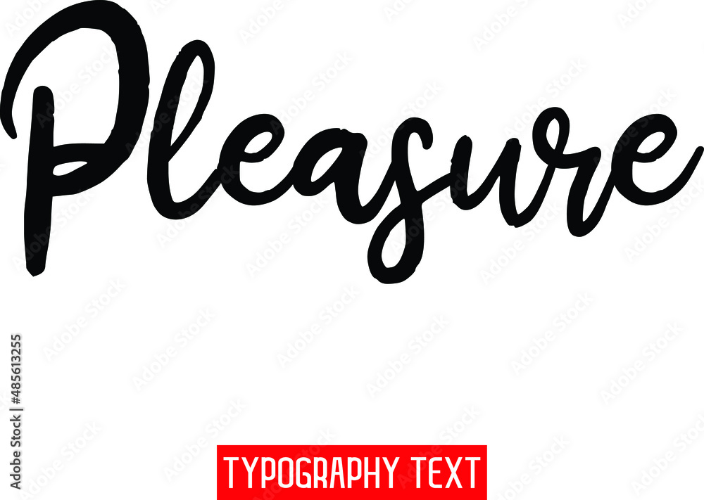 Pleasure Beautiful Cursive Calligraphy Text Stock Vector | Adobe Stock