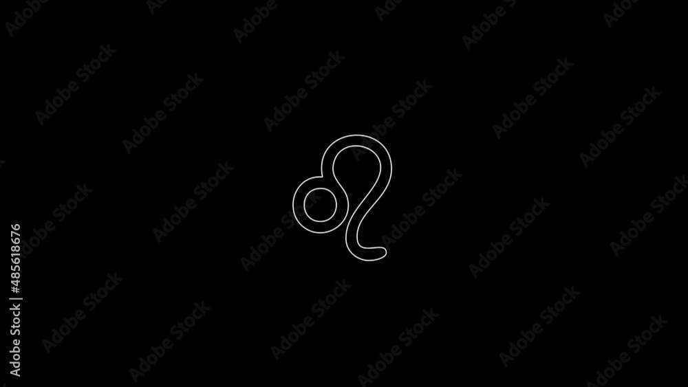 white linear zodiac sign Leo silhouette. the picture appears and ...