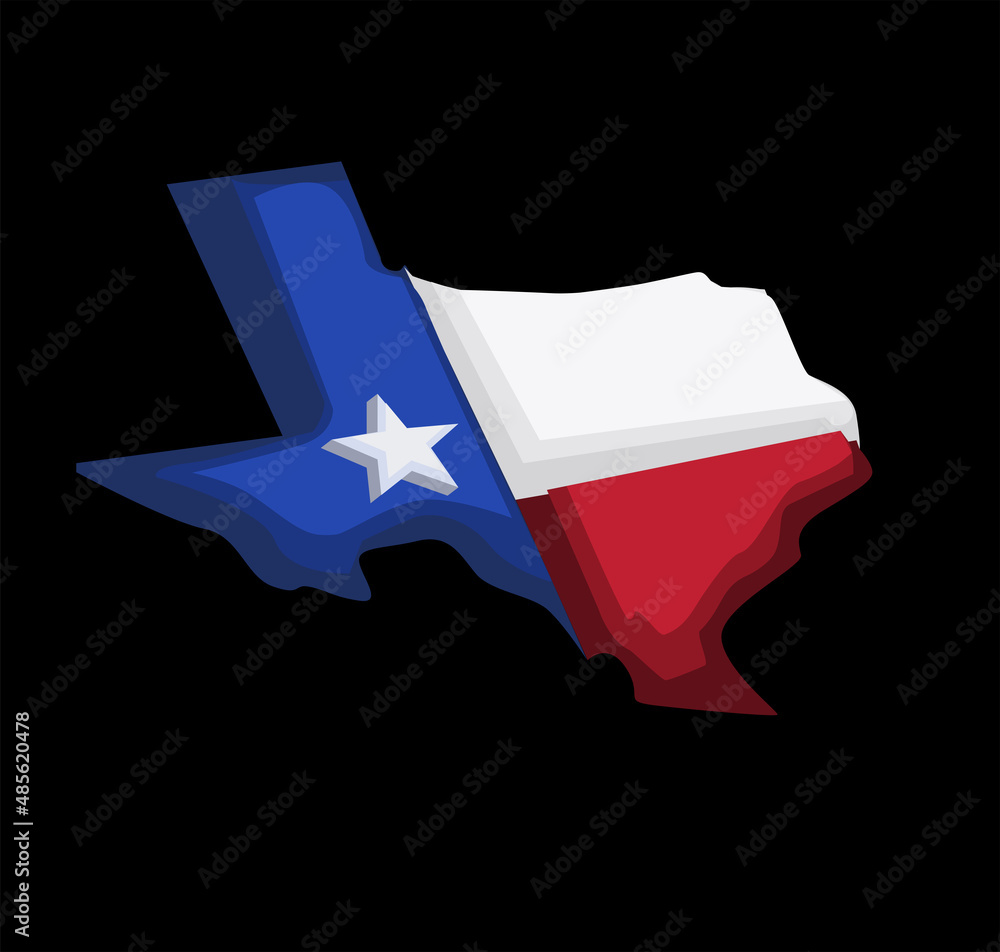 Texas map icon set, Texas map isolated on black background, 3D vector ...