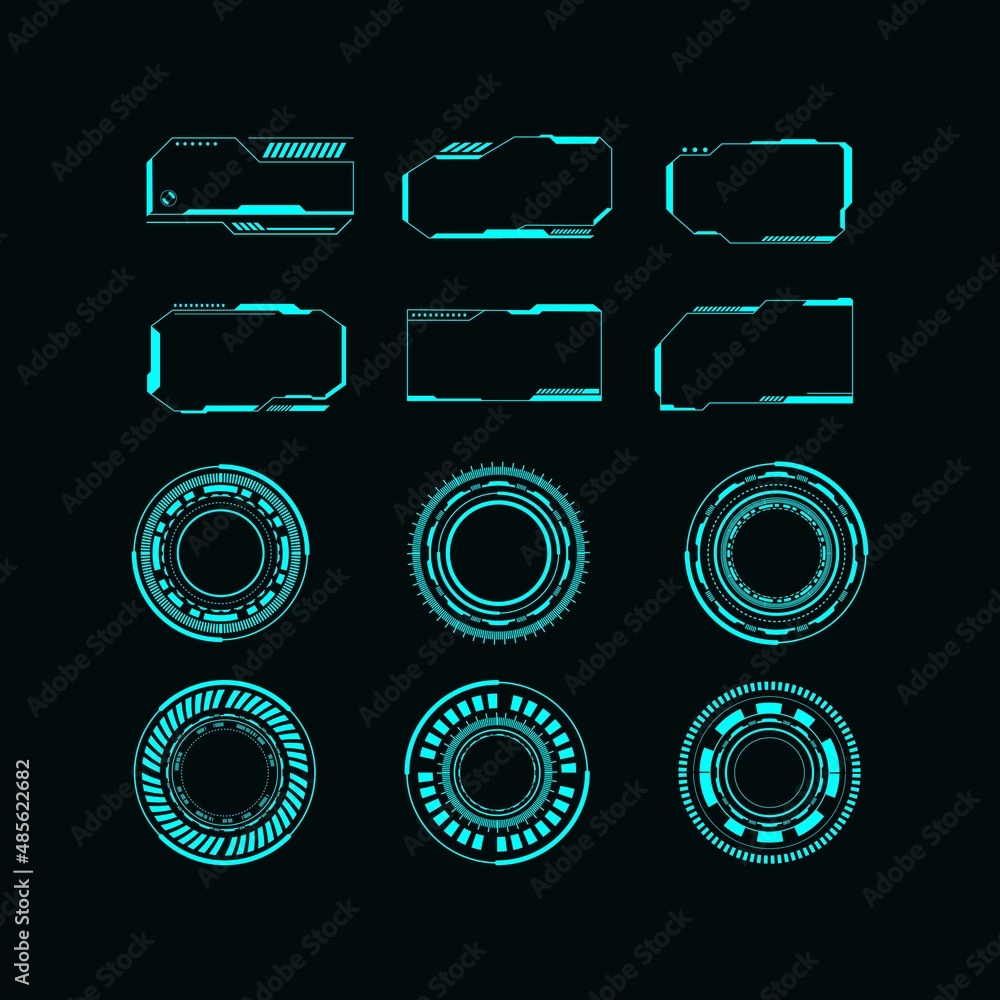 Vetor do Stock: Collection of HUD, GUI vector elements for UI design ...