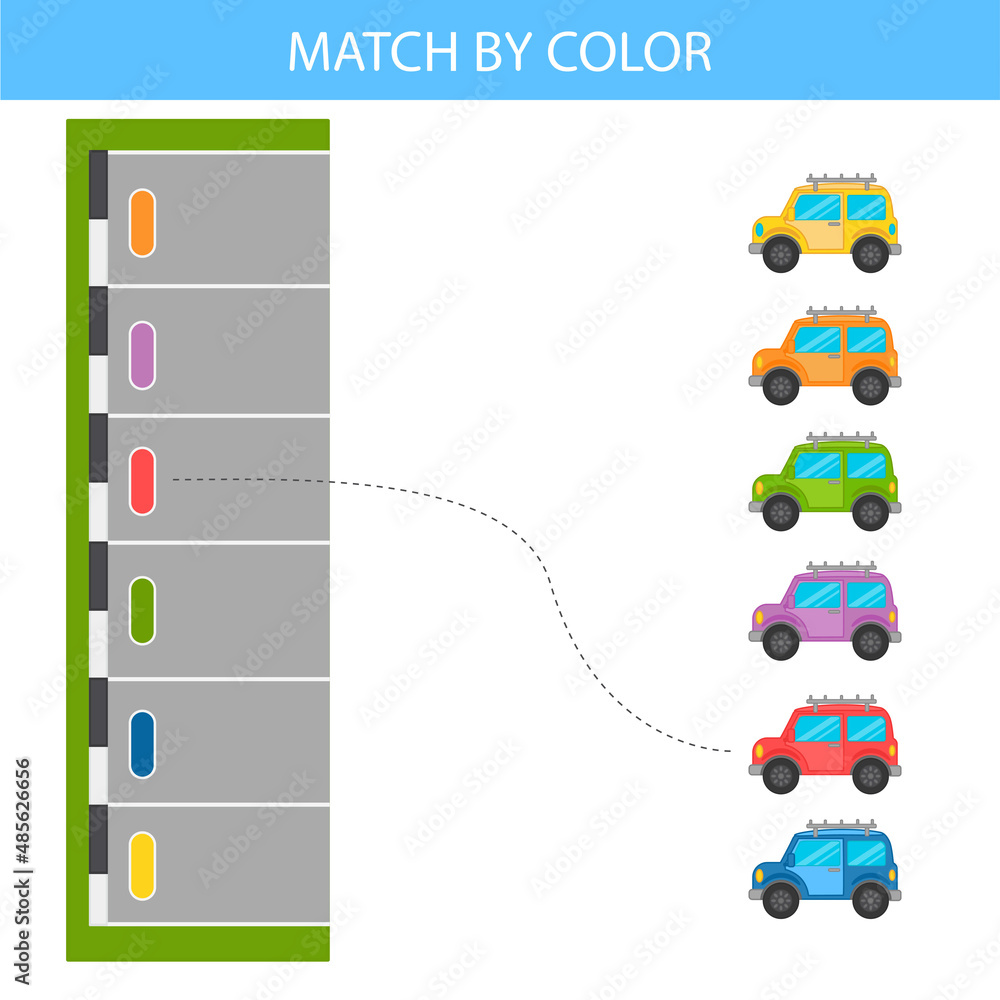 Game for children. Color training. Sort the cars in the parking lot by ...