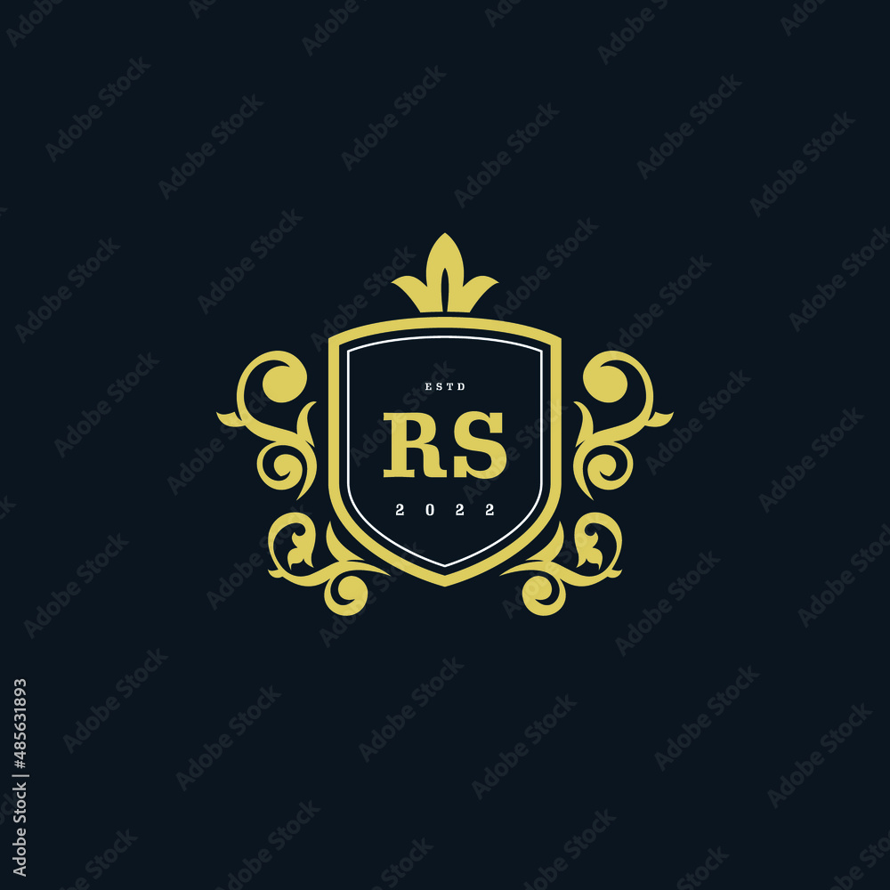 Letter Initial RS with Royal Template. luxury gold vector logo design ...