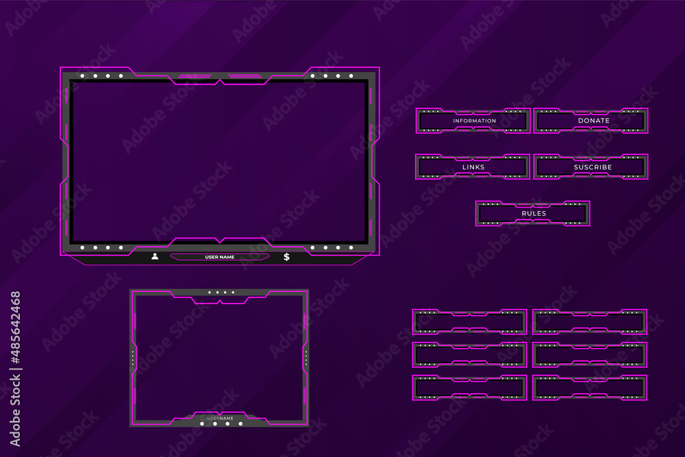 Twitch overlay gamer concept and streamer overlay Stock Vector | Adobe ...