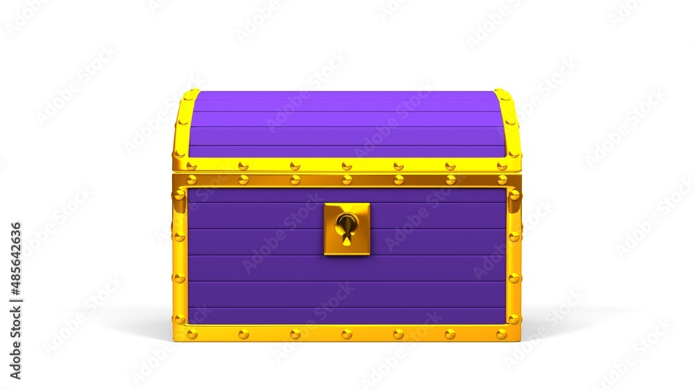 Purple treasure chest on white background. 3D illustration for ...