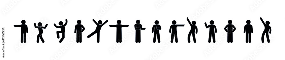 man icon, stickman stands, people silhouettes set Stock Vector | Adobe ...