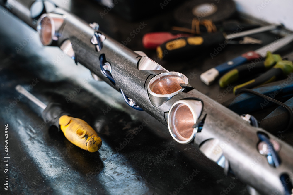 The shape charge loaded in gun and conveyed in hole on wireline to ...