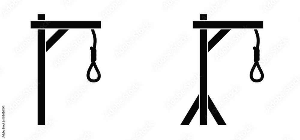 Gallows glyph icon or logo, hang and knot, rope sign. Hangman or ...