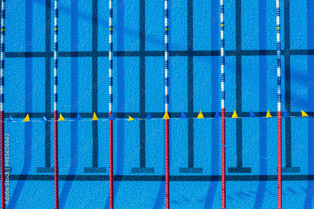 Aerial view of an olympic swimming pool at North County Aquatic Center ...