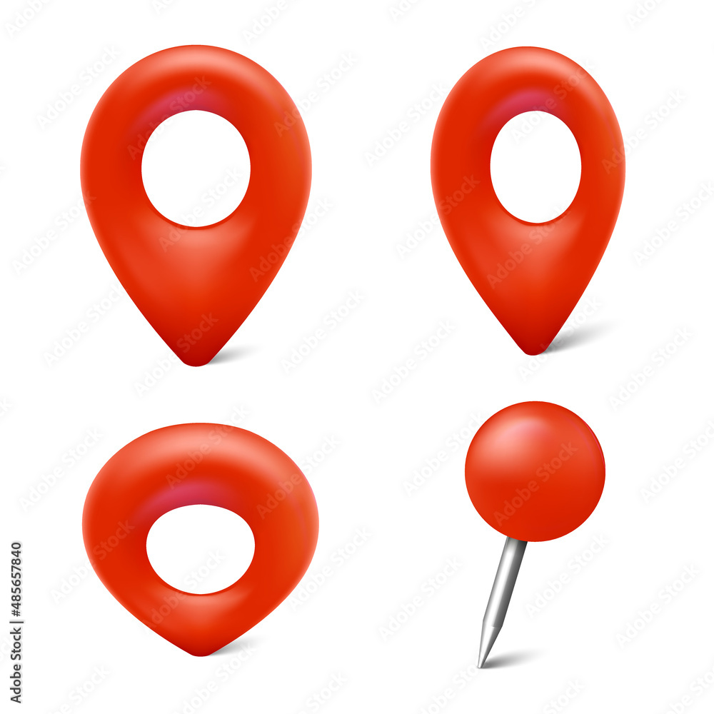 Set of map markers, map pin icons, modern pointers for geo location on white background. JPG ...