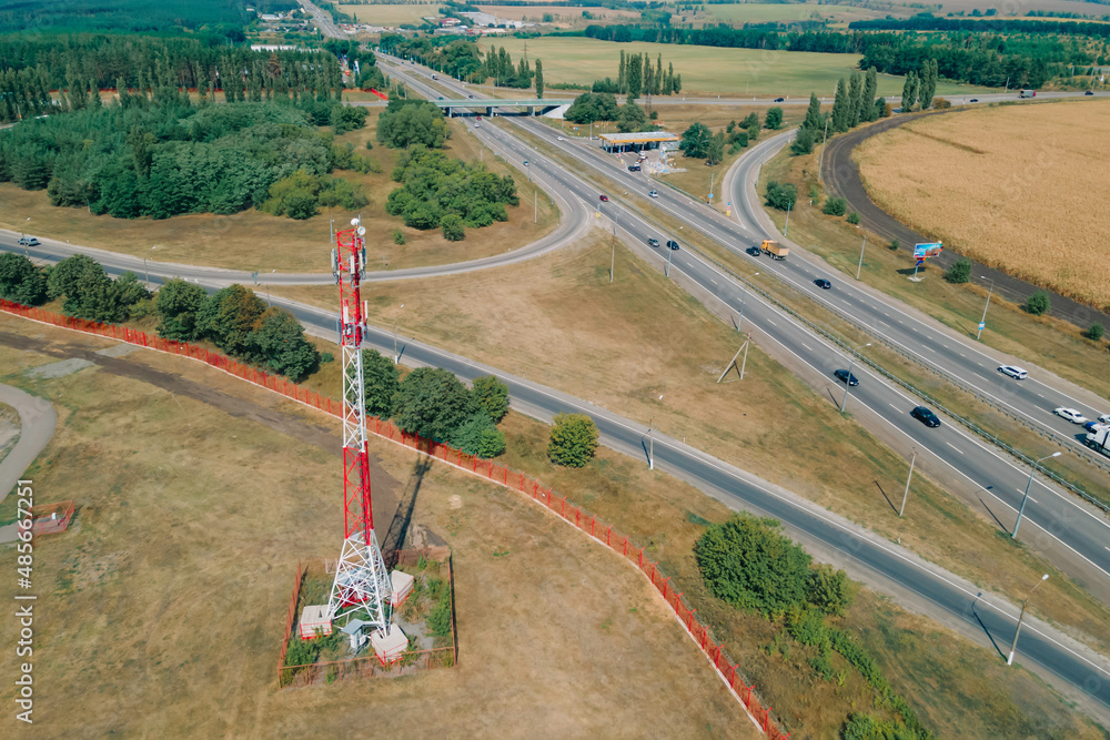 Cell site of telephone tower with 5G base station transceiver by ...
