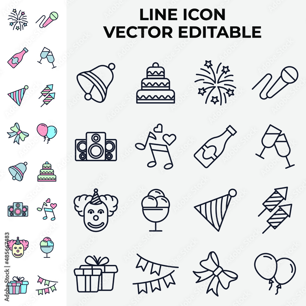 Party elements set icon symbol template for graphic and web design ...