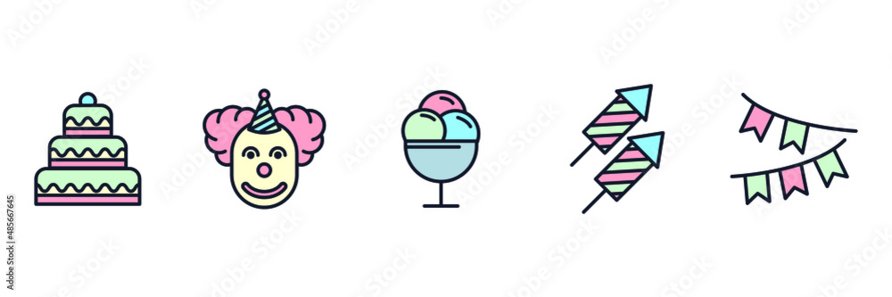 Party elements set icon symbol template for graphic and web design ...