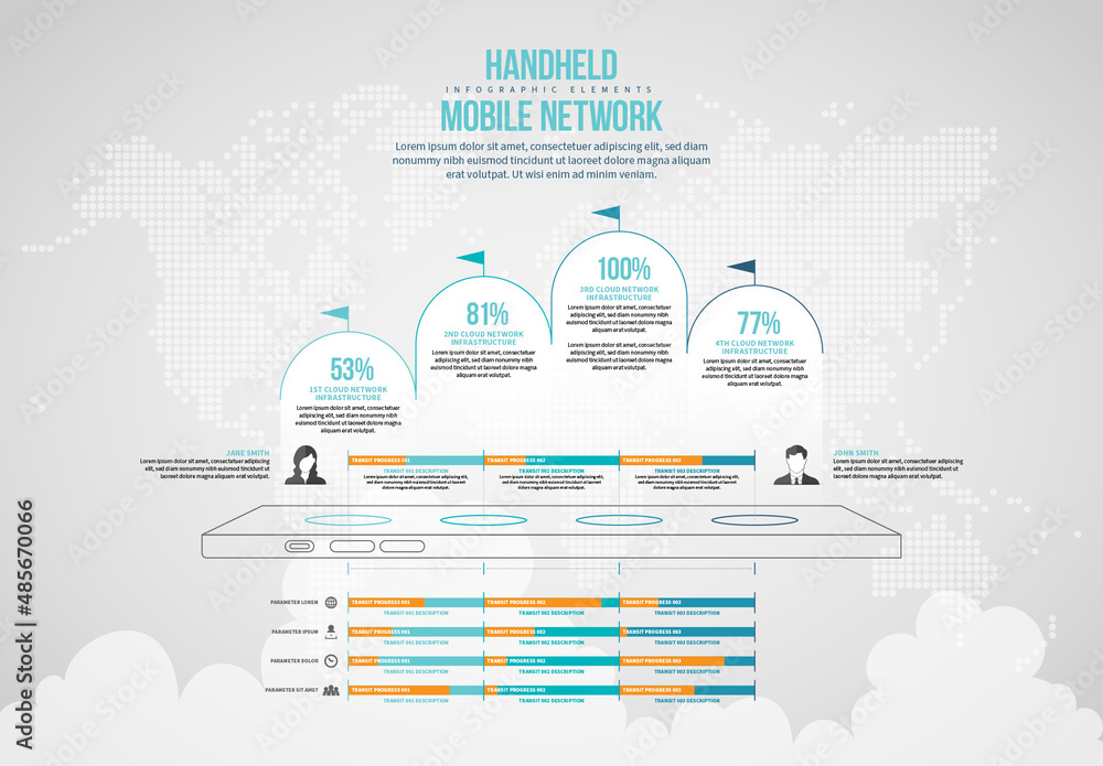 Handheld Mobile Network Infographic Stock Template | Adobe Stock