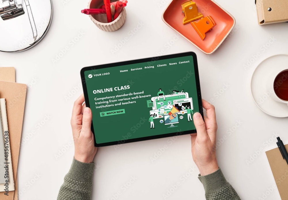 Hands Using iPad Tablet Mockup Stock Template | Adobe Stock