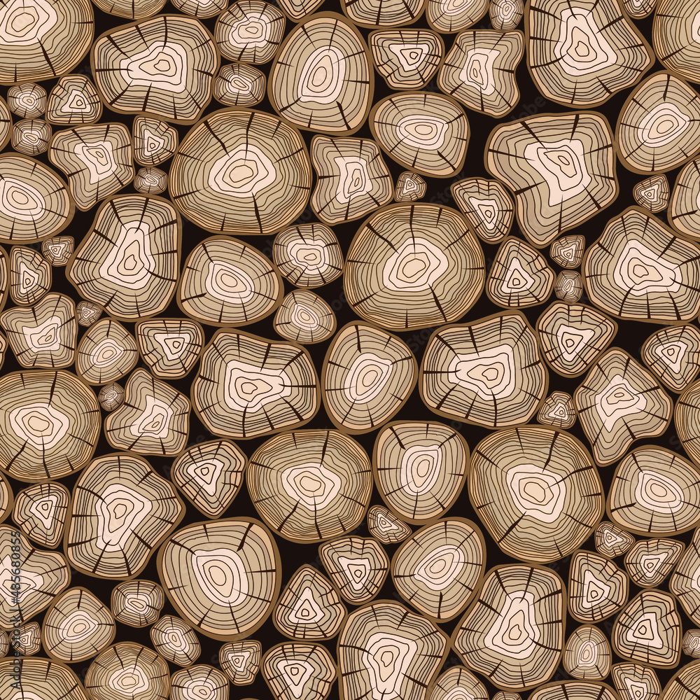 seamless pattern in the form of a stack of firewood with the image of ...