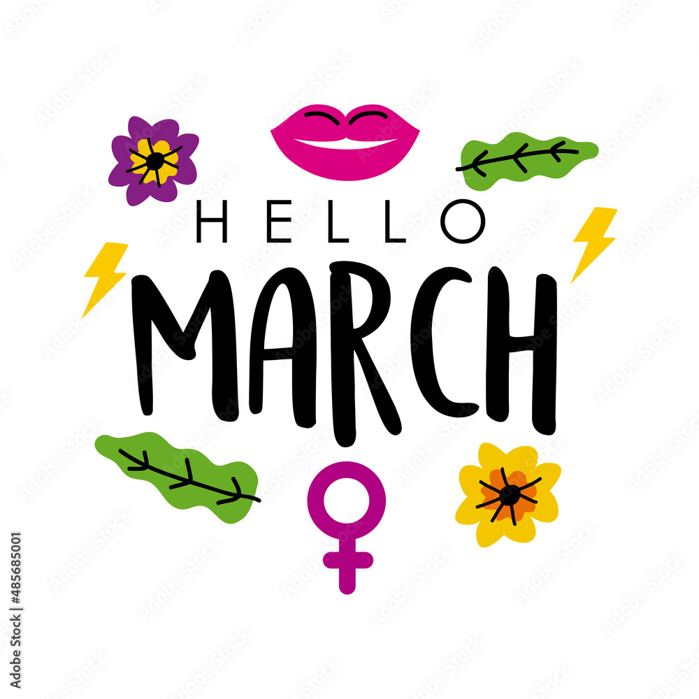 hello march month Stock Vector | Adobe Stock