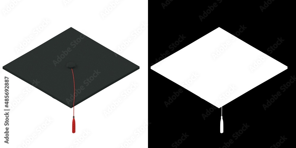 3D rendering illustration of a square academic cap Stock Illustration ...