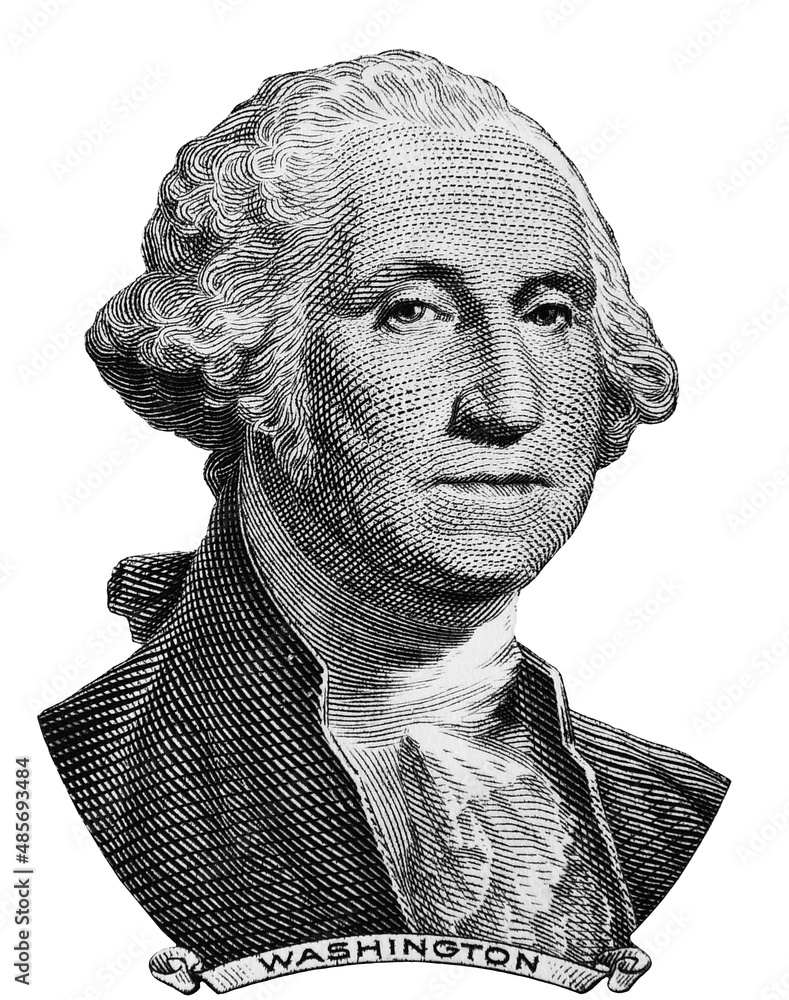 George Washington cut on 1dollar banknote isolated on white background ...