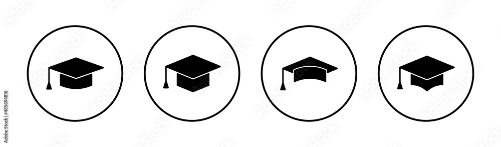 Education icon set. Graduation cap sign and symbol. Graduate. Students ...