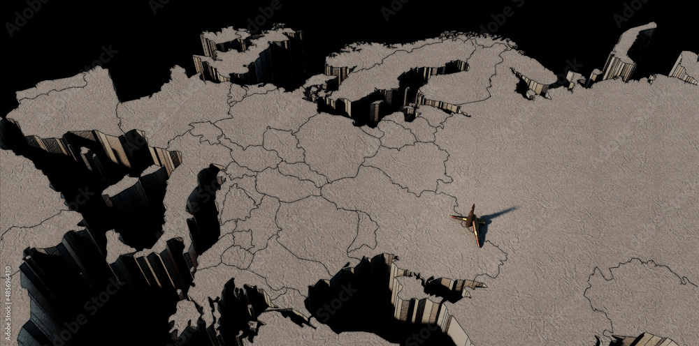 Map showing crisis between Ukraine and Russia. 3D illustration with ...