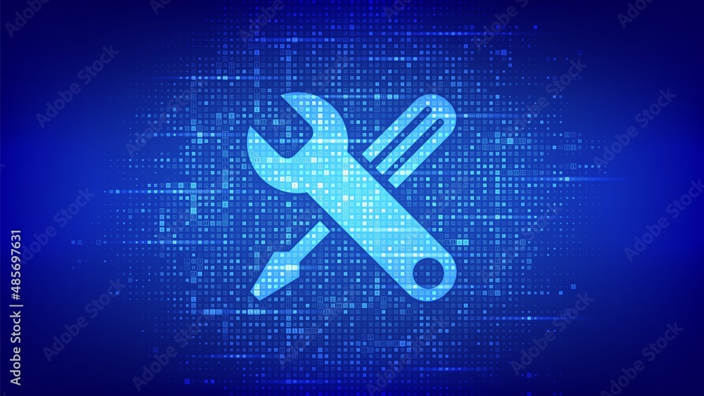 Technical support icon made with binary code. Customer help. Online ...