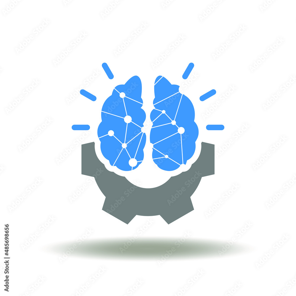 Vector illustration of gear and brain. Icon of research and development ...