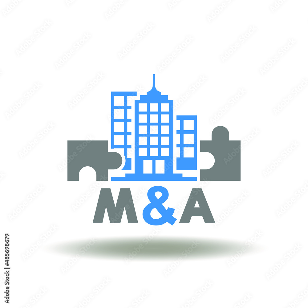 Vector illustration of skyscraper with puzzle pieces and m and a ...