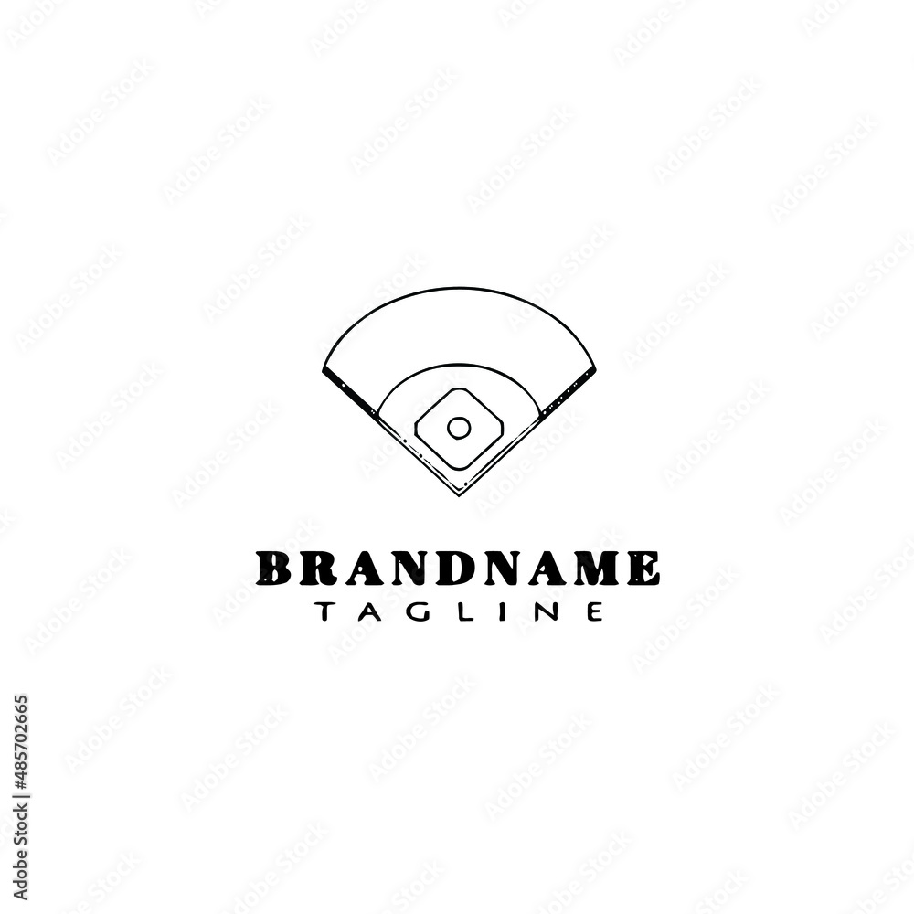 baseball field logo cartoon icon design template isolated black vector ...