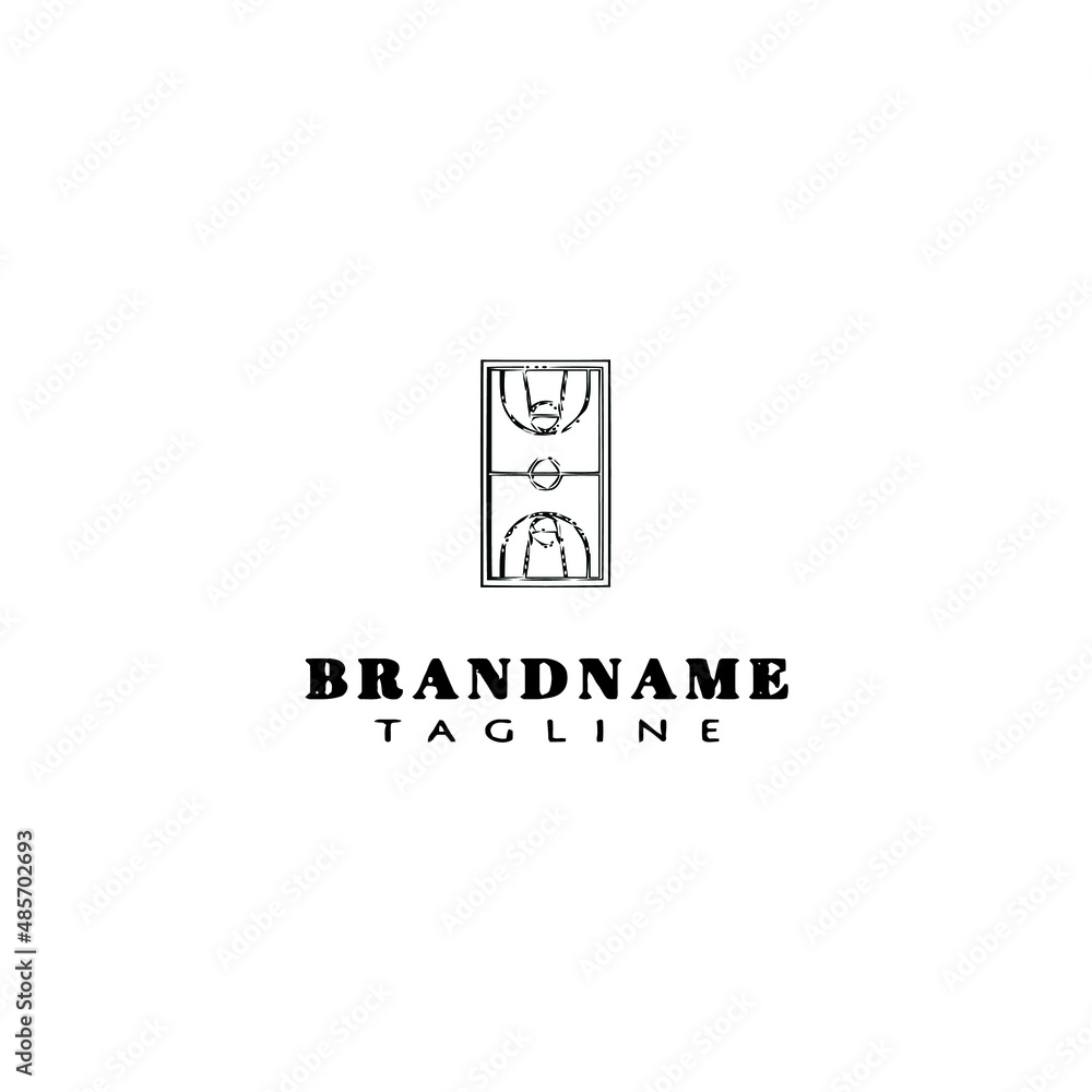 basketball court cartoon logo icon design template black isolated ...