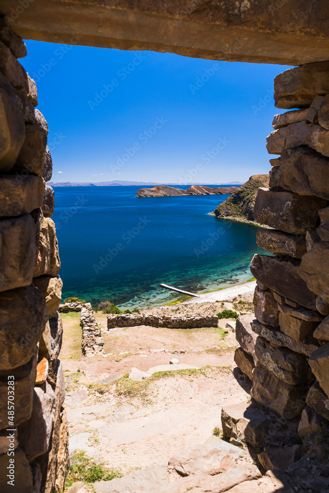 Palacio del Inca at Chincana Ruins, Inca ruins on Isla del Sol (Island ...