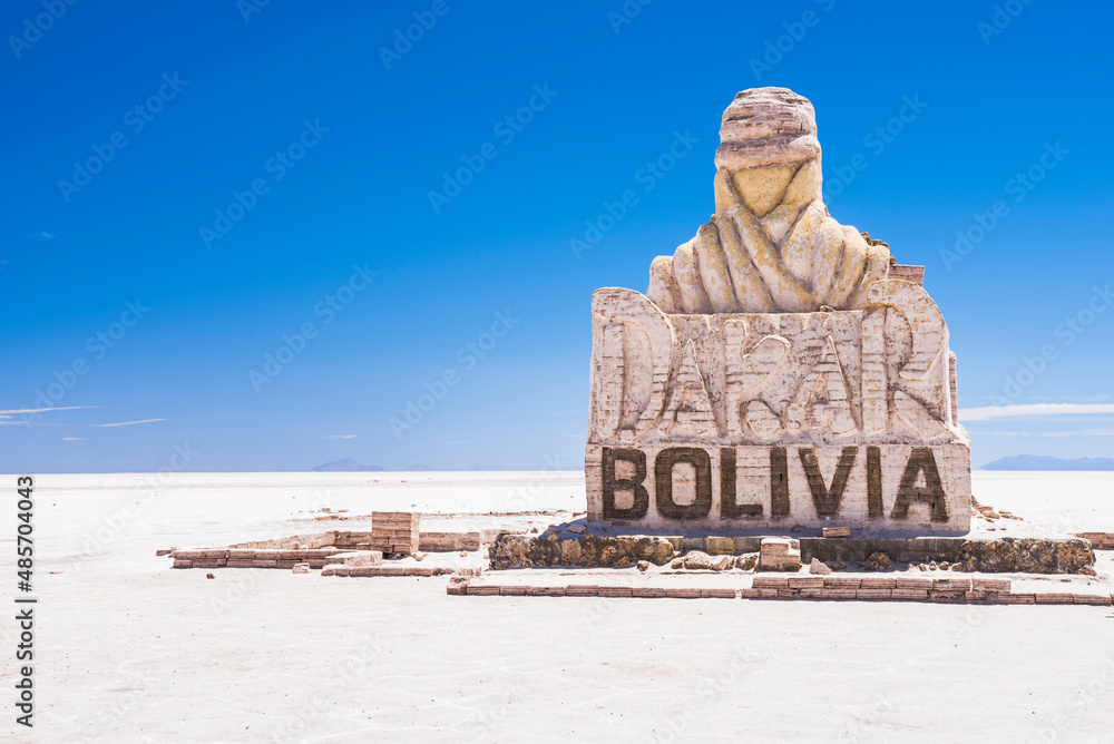 Poster Dakar Rally Bolivia monument, Uyuni Salt Flats (Salar de Uyuni ...