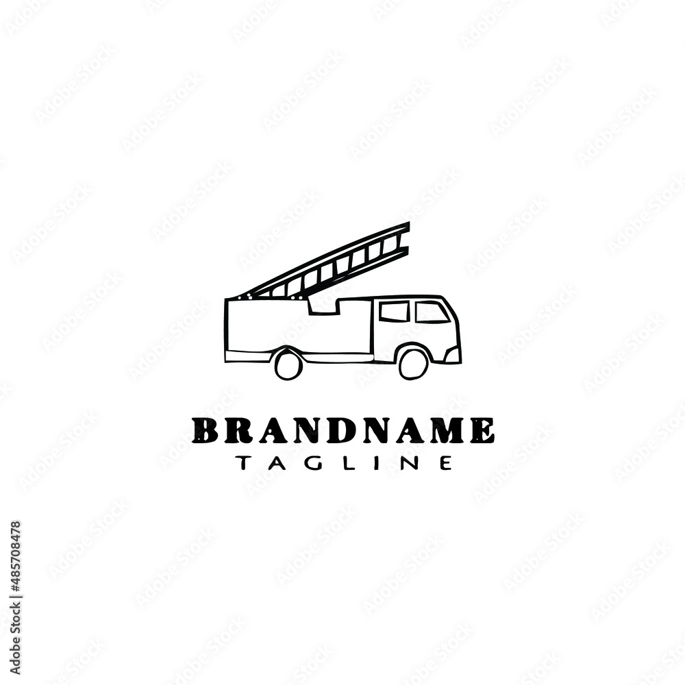 fire truck logo cartoon icon design template black isolated vector cute ...
