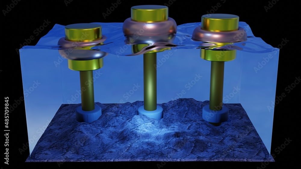 Wave energy converter technology. Ocean energy conversion device. Sea ...