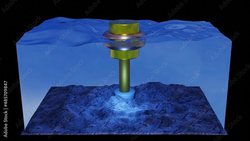 Wave energy converter technology. Ocean energy conversion device. Sea ...