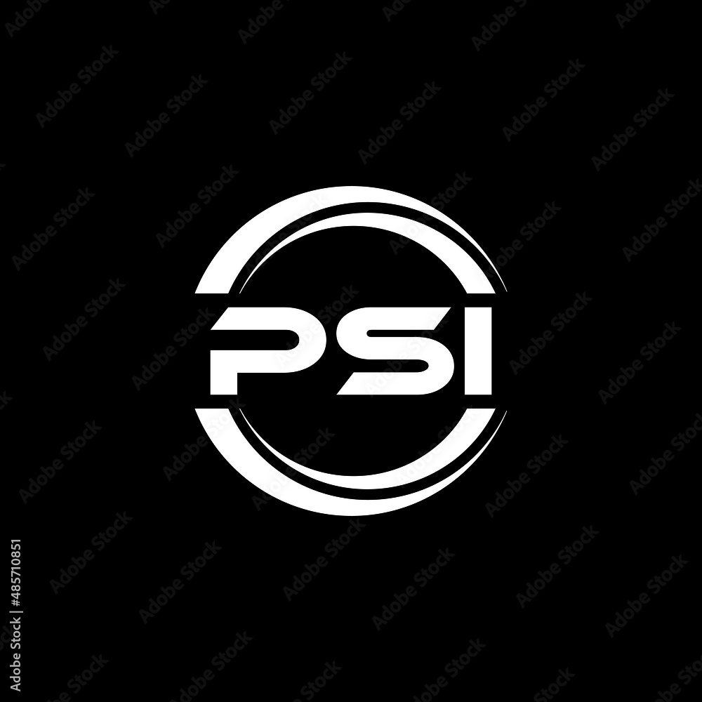 Vecteur Stock PSI letter logo design with black background in ...