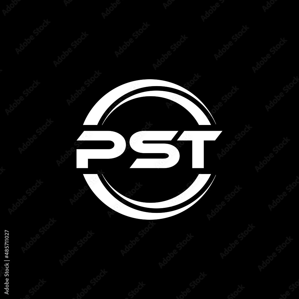 Vecteur Stock PST letter logo design with black background in ...