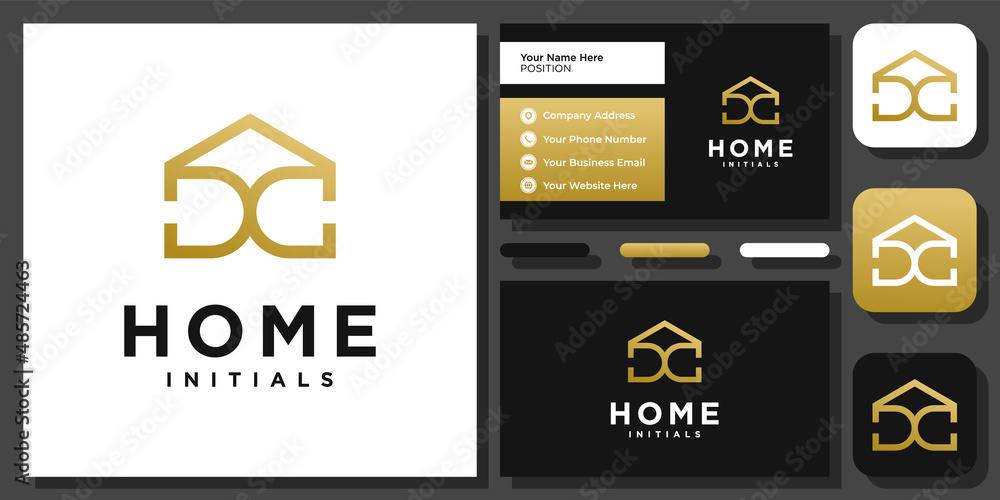 Initials Letter DC Home Gold House Golden Real Estate Building Vector ...