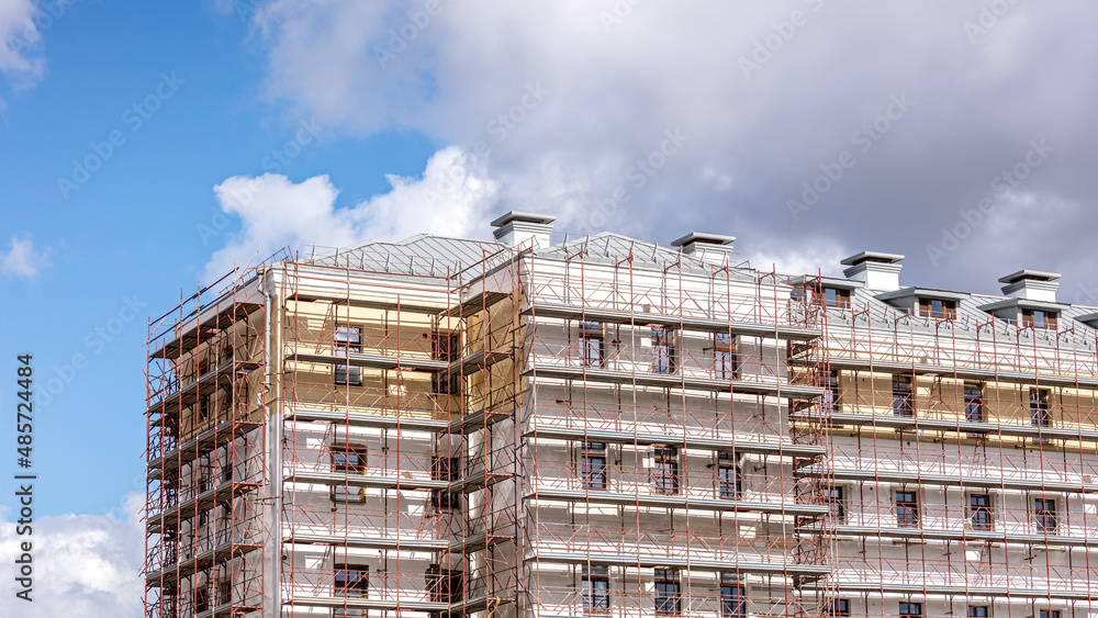 renovation process of old multistory building. building under ...