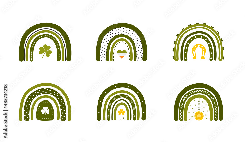 St. Patrick day rainbow in boho style. Bohemian clipart for irish ...