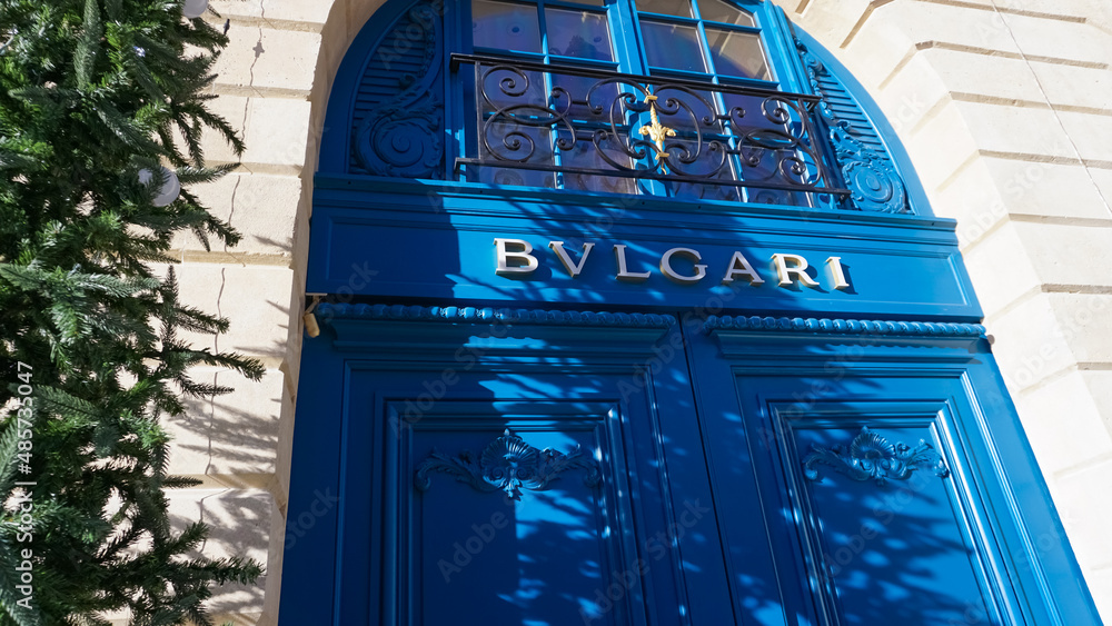 Bulgari store in place Vendome in Paris. Bulgari is an Italian jewelry ...