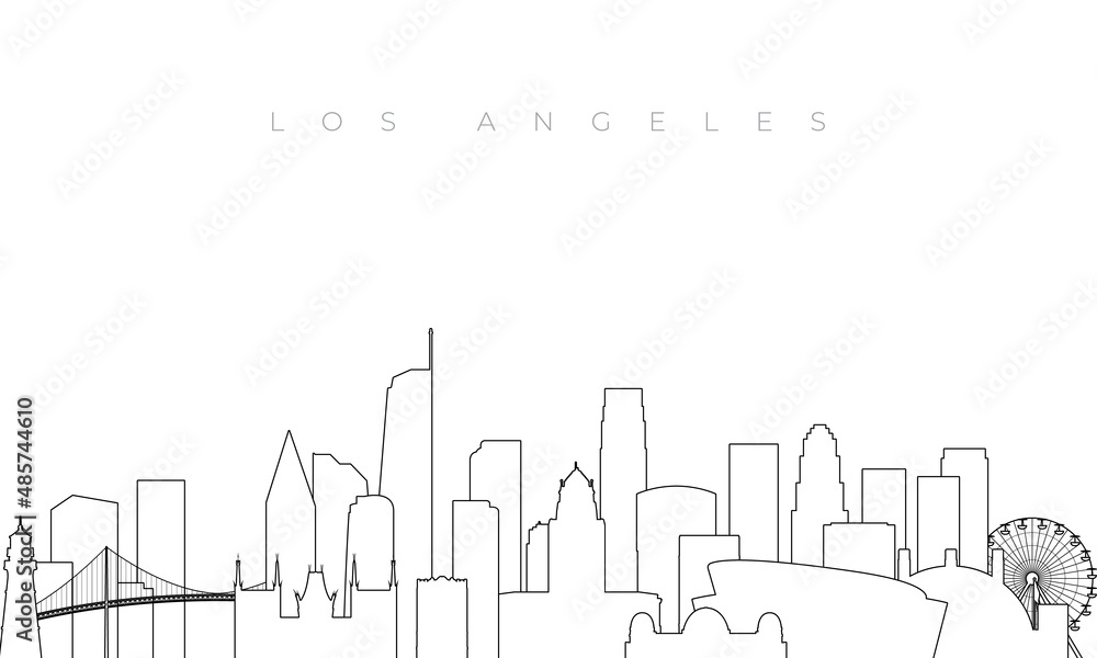Outline Los Angeles skyline. Trendy template with Los Angeles city ...