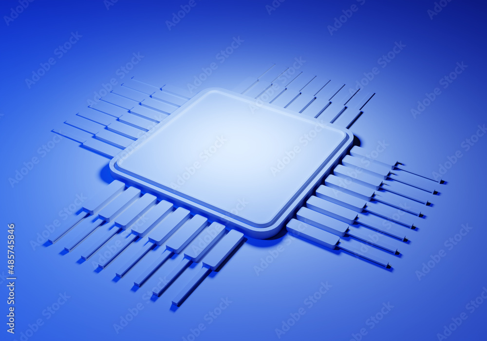 Microprocessor schematic. Processor lines on blue background. Concept ...