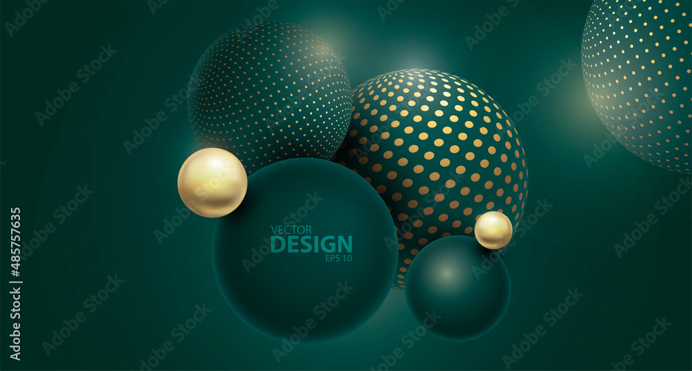 Abstract green background with geometric round shapes. Stock Vector ...