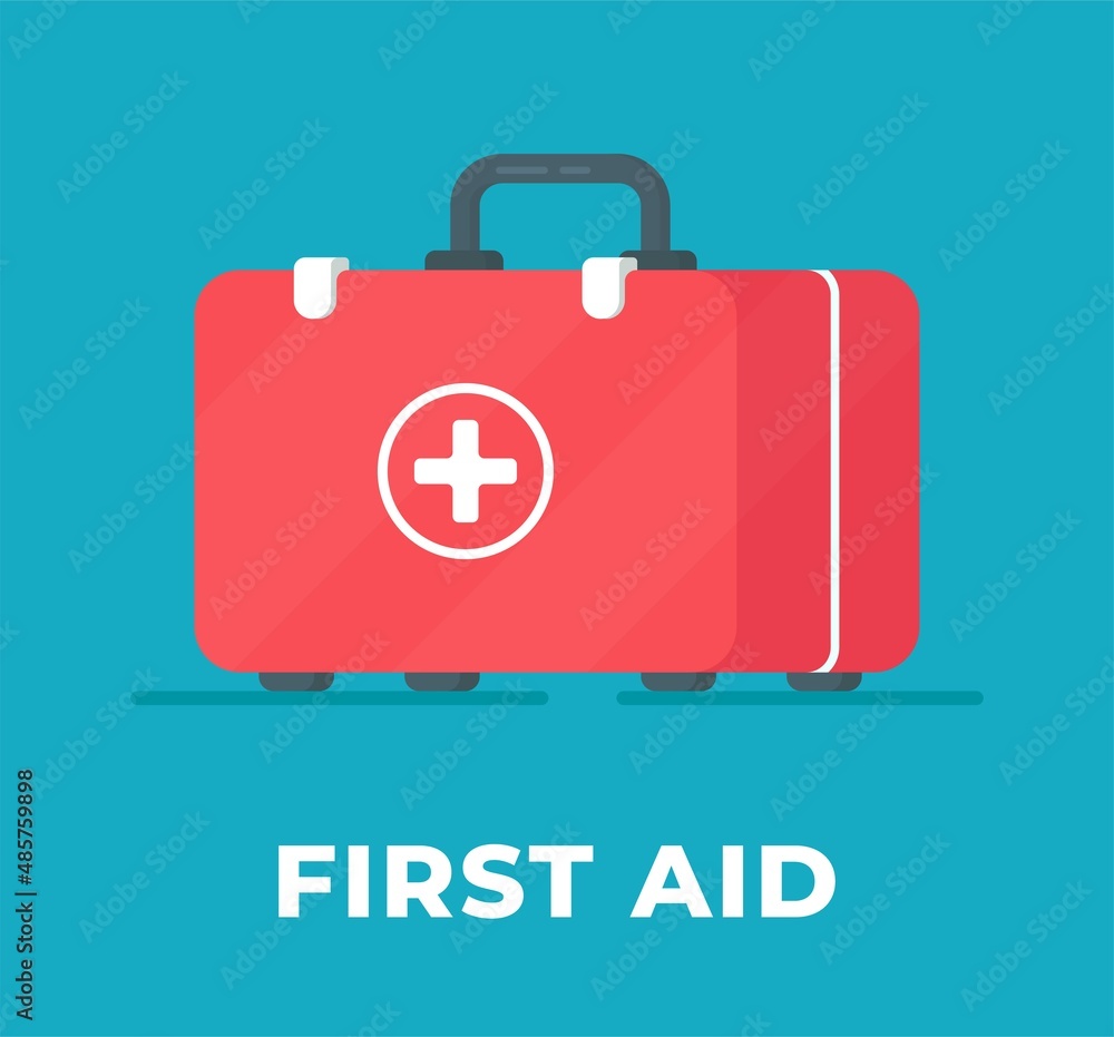 Vector illustration first aid isolated on a blue background. Hospital ...