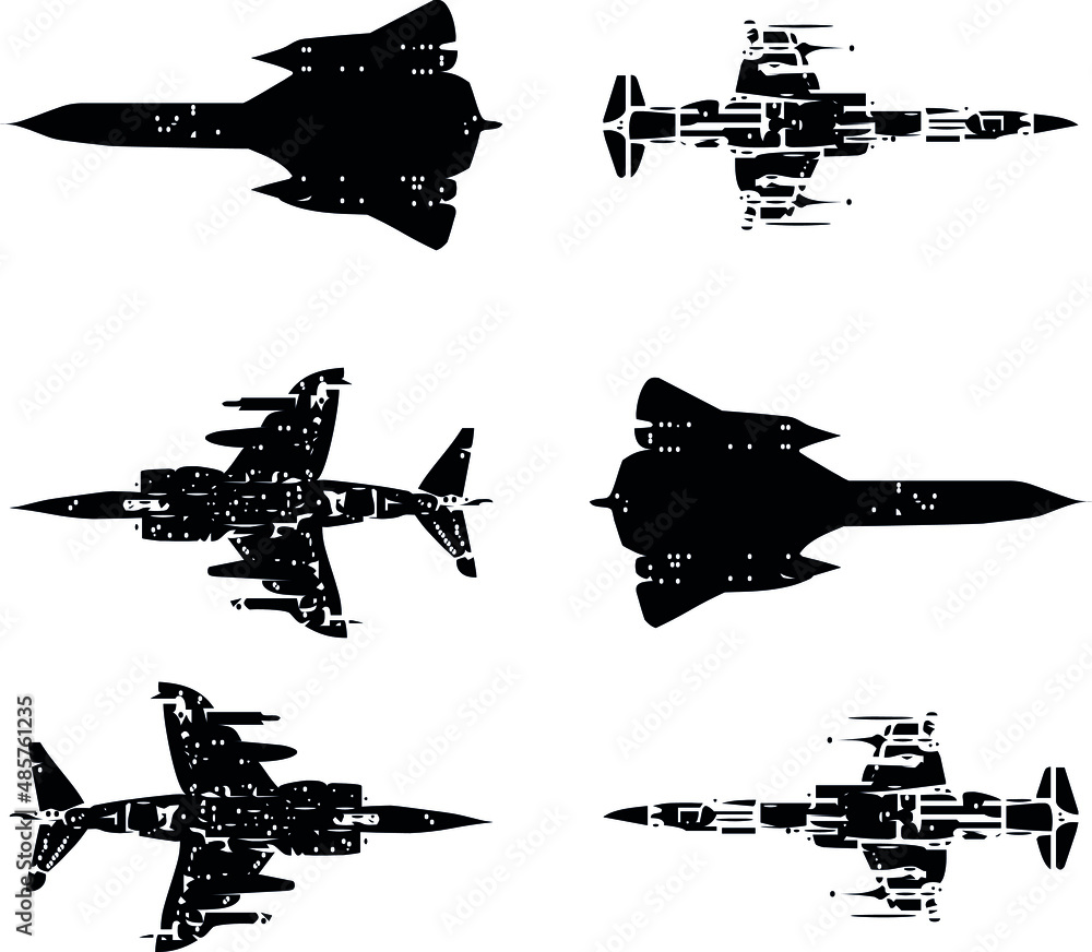Outline vector drawing with Different airplane, aircraft, Aeroplan and ...