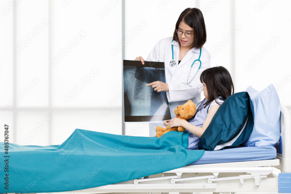 Asian professional friendly female doctor in white lab coat and ...